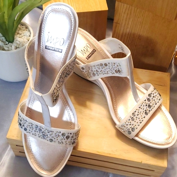 Impo Stretch | Shoes | Impo Stretch White Wedge Sandals Euc | Poshmark